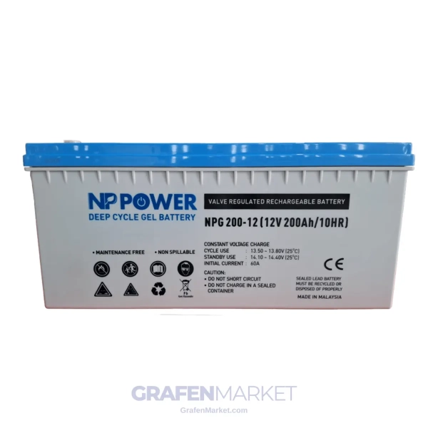NP POWER 12V 200 Ah Jel Akü - GrafenMarket.com | Solar Enerji Marketi